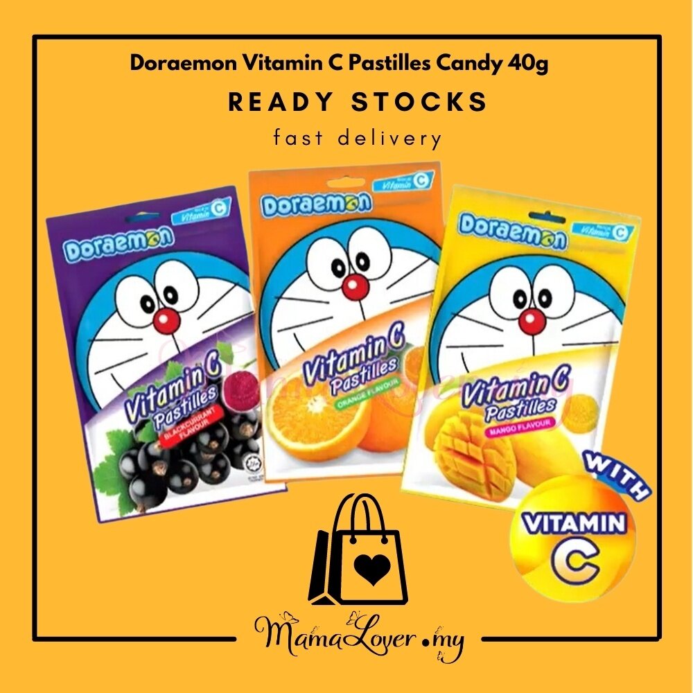 Doraemon Vitamin C Pastilles Candy 40g Gula-gula Bergetah Gummy Candy Big Foot Blackcurrant ...