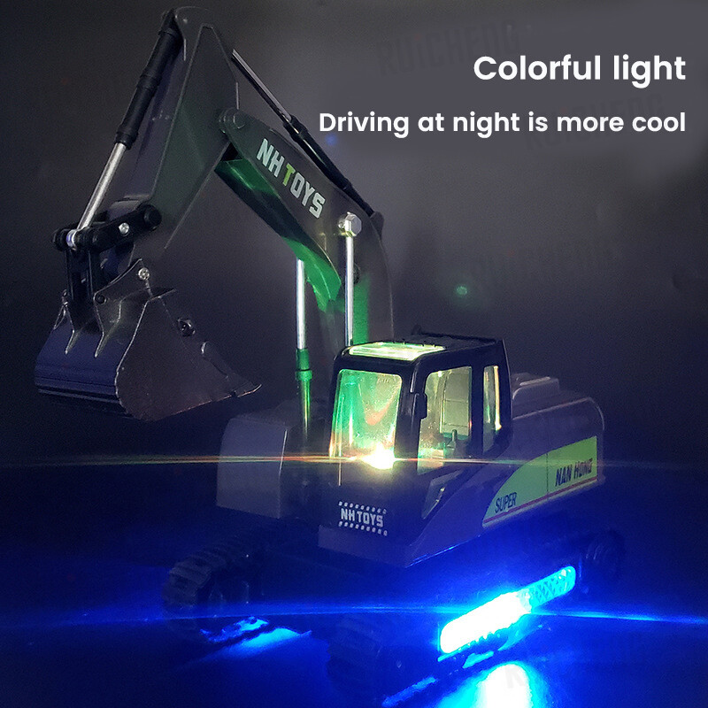 RUICHENG รถกดควบคุมด้วยรีโมทมัลติฟังก์ชันของเล่นรถดันดินผสมโลหะทำจากอัล ...