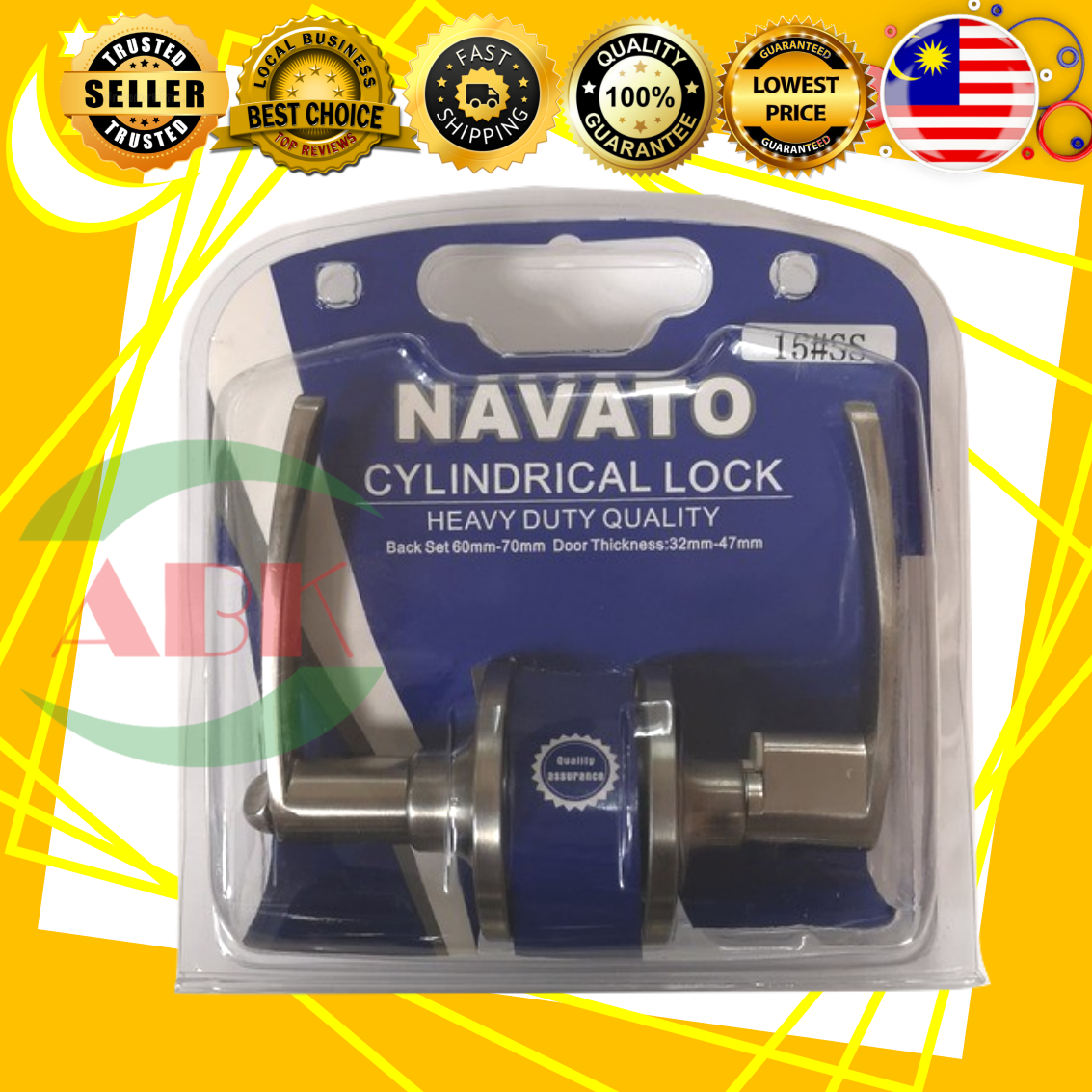 HEAVY DUTY NAVATO TUBULAR LEVER LOCK KUNCI TUAS TIUB KUNCI PINTU (15#SS ...