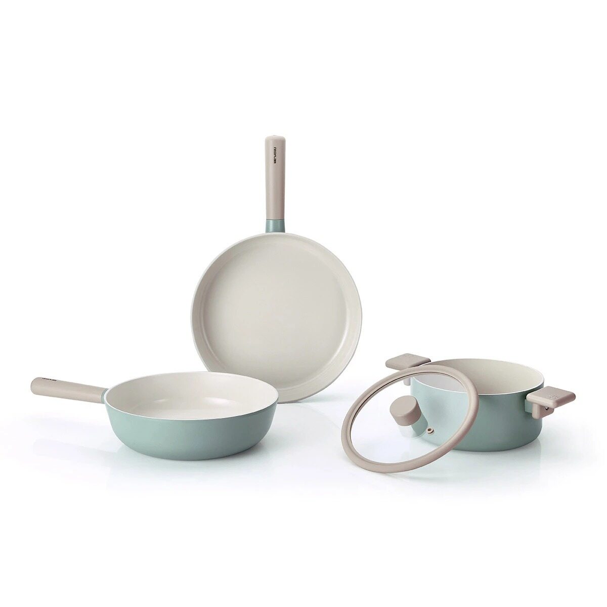 NEOFLAM กระทะ3P เซรามิกแบบนอนสติ๊ก IH เครื่องครัวขดลวดเหนี่ยวนำเต็ม ...