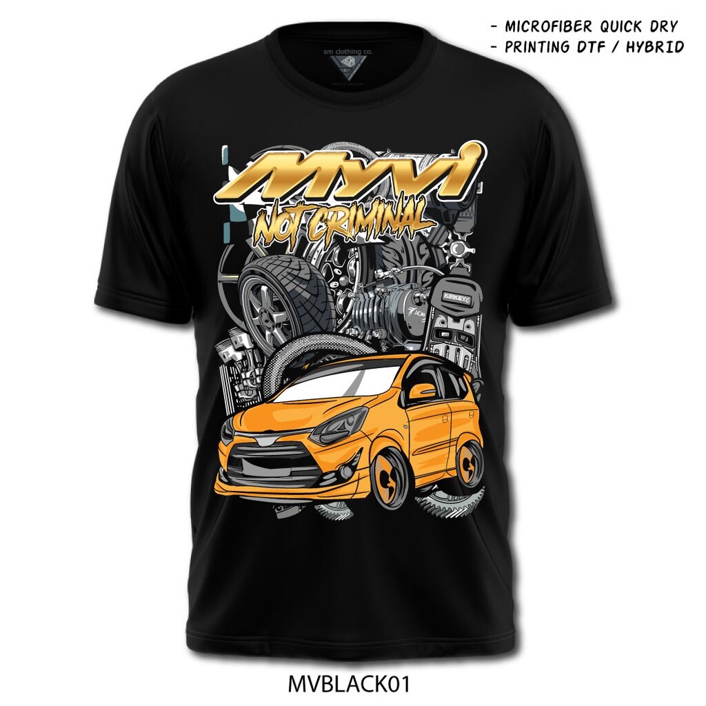 T-shirt Myvi | kereta Myvi kuning | Myvi not criminal | Lazada