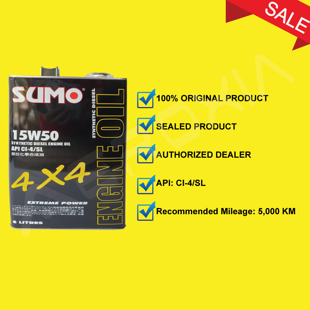 SUMO 4X4 EXTREME POWER 15W50 API CI-4/SL SYNTHETIC DIESEL ENGINE OIL 6L ...