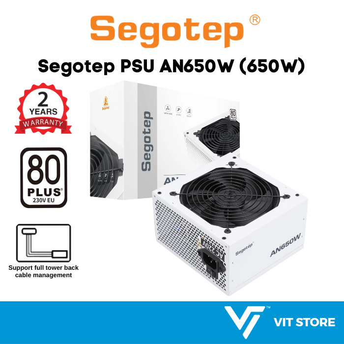 SEGOTEP AN650W 80+ Plus White (650W) Non Modular ATX Power Supply ...