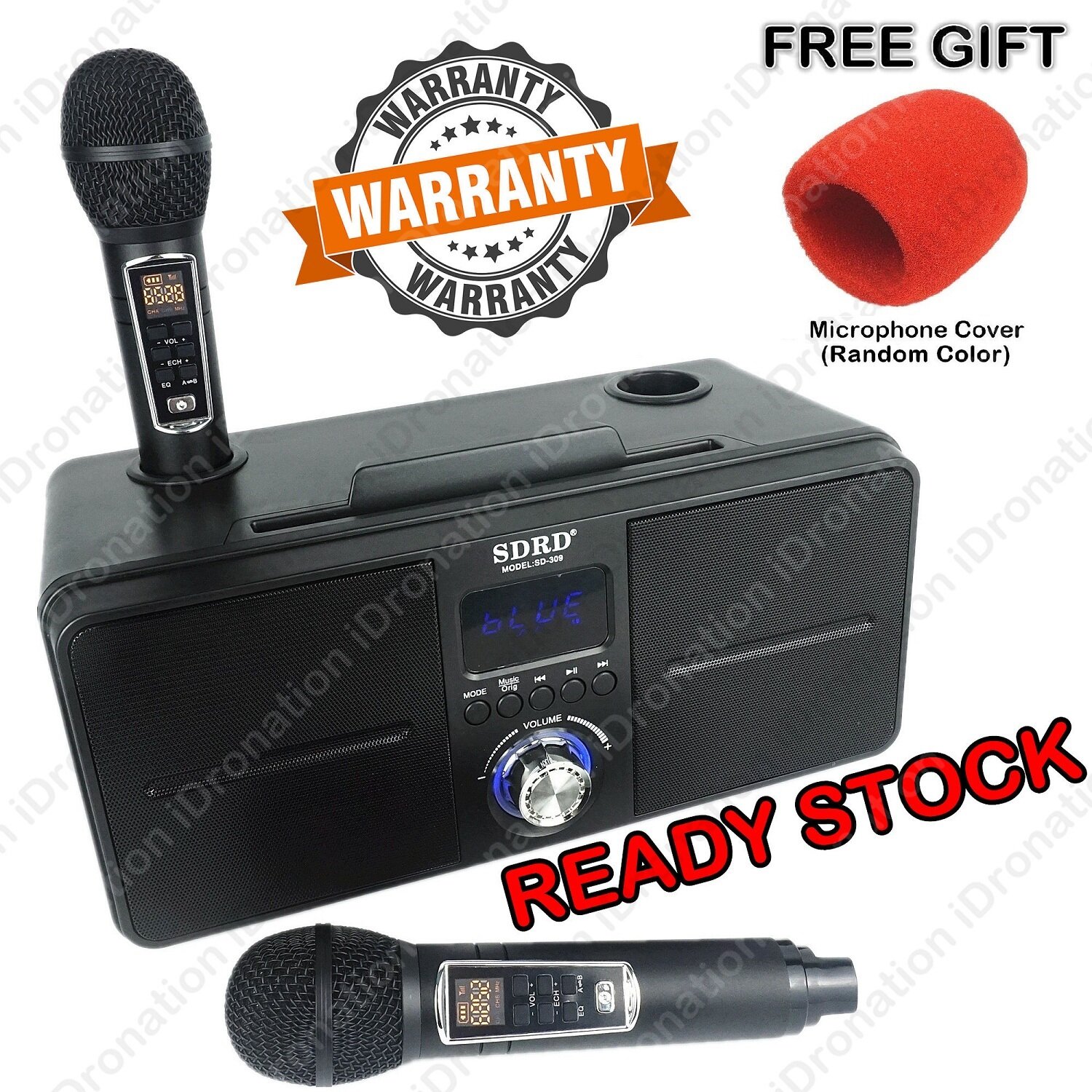 SDRD SD-309 SD309 Dual 2 Wireless Microphone Portable 3D Bluetooth SD ...