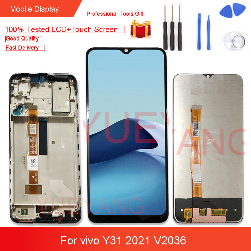 ต้นฉบับใหม่สำหรับ Vivo Y31 2021 V2036จอแสดงผล LCD หน้าจอสัมผัสเซ็นเซอร์ ...