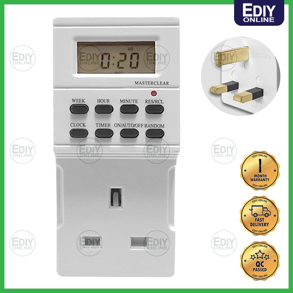 Sirim Timer Switch Socket 24 Hours Analog Programme Programmable 3 Pin Plug Digital Boleh