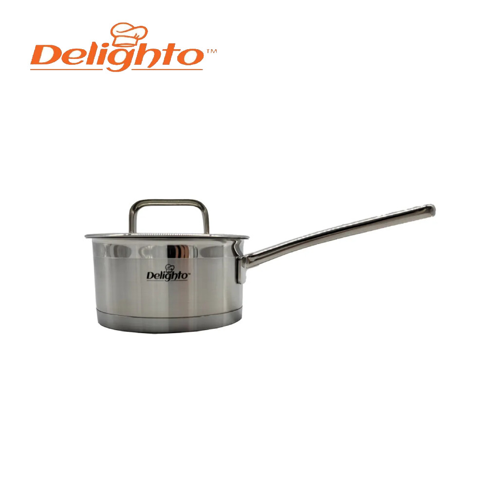 Delighto Glossy Series Stainless Steel Sauce Pan (14cm / 18cm / 20cm ...