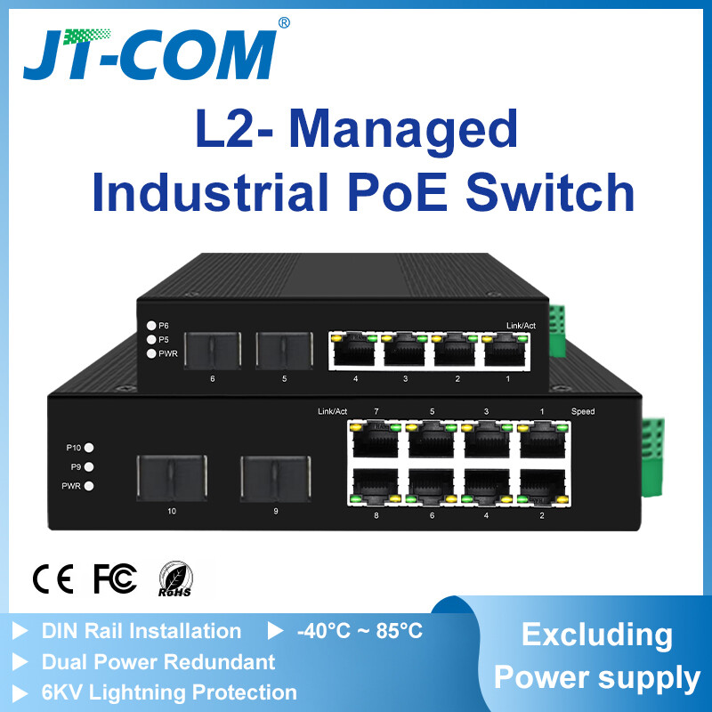 JT-COM Industrial 8-Port Gigabit Managed PoE Switch 4/8 Port 10/100 ...