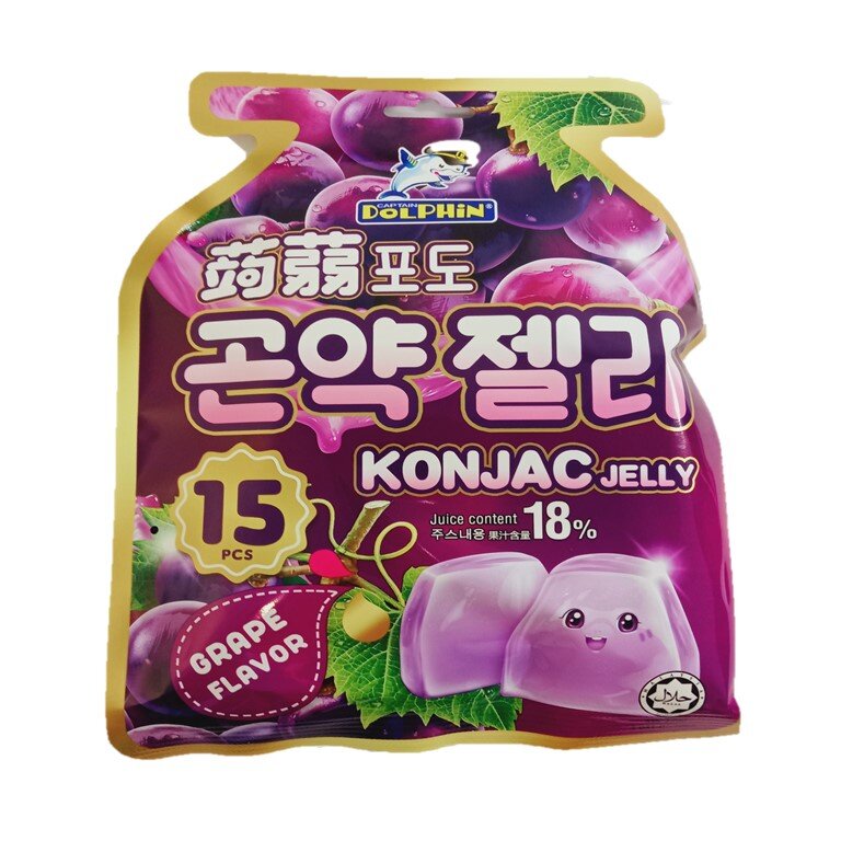 Halal 20g x 15pcs Captain Dolphin Konjac Jelly 蒟蒻 [ Grape /Mango / Lychee / Peach ] My foodies ...