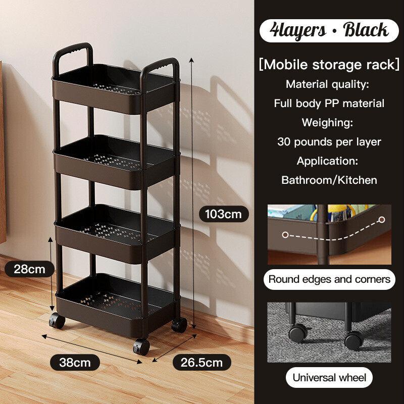 Storage Rack Bookshelf Small Trolley Movable Multi-Layer Snack Storage ...