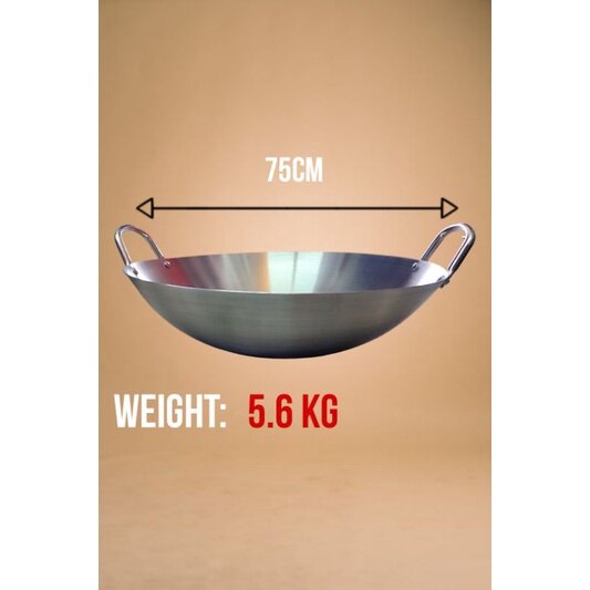 STAINLESS STEEL WOK 80CM/DOUBLE HANDLE STAINLESS STEEL WOK / KUALI ...