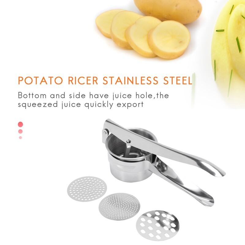Stainless Steel Potato Ricer Masher with 3 Interchangeable Discs for ...