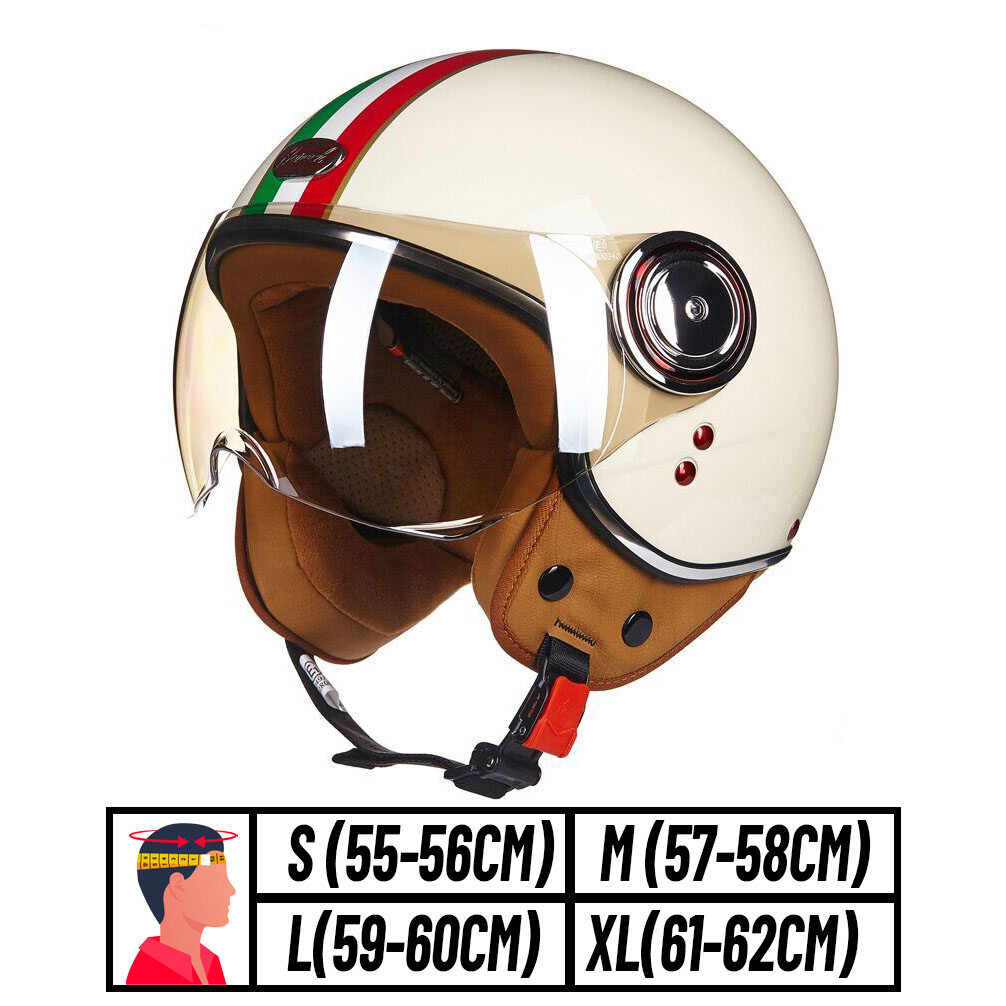 BEON HALF FACE HELMET RETRO HELMET VINTAGE HELMET ITALY HELMET Glossy ...