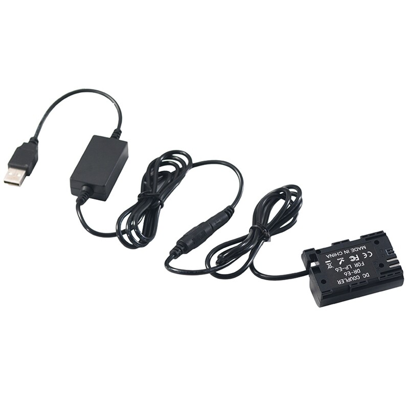 USB 5V Dummy Battery LP-E6 and Boost Cable AC-PW20 DC Coupler Power ...