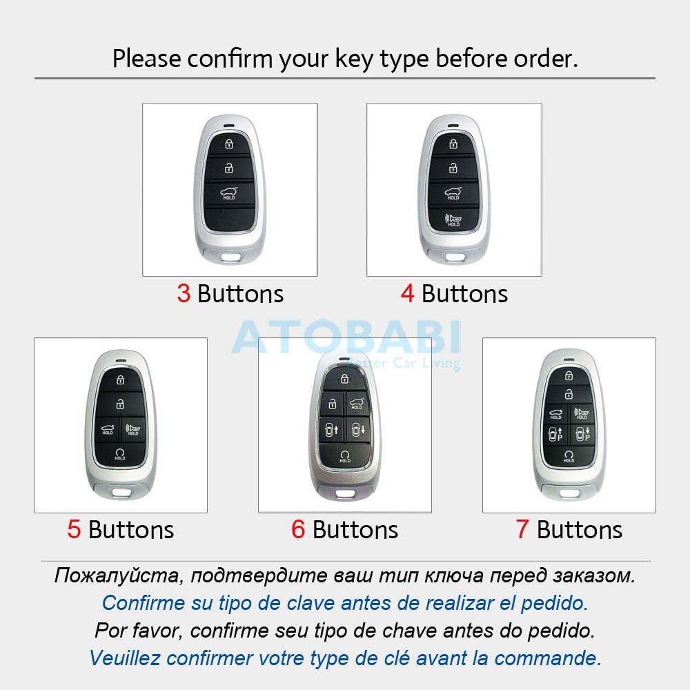 Leather Car Key Cases 6 7 Buttons Smart Keyless Entry Remote Control ...