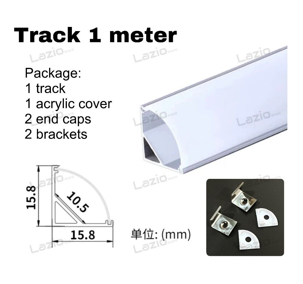 (1m/1.5m) LED strip light aluminium V channel / profile track rail ...