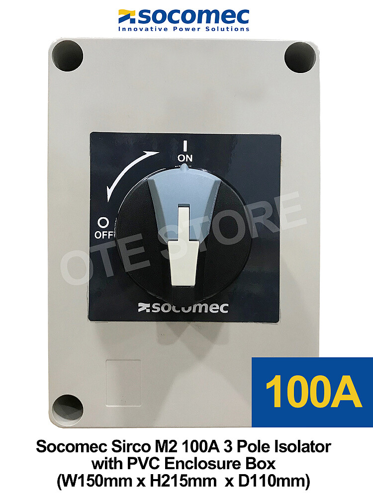 Socomec Sirco M2 Type 63A / 100A 3 Pole Isolator with PVC Enclosure Box ...