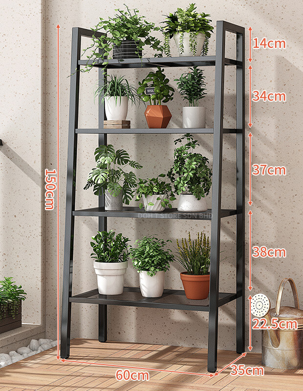 Modern Home Flower Rack Steel Frame 90/150cm Potted Plants Shelf Indoor ...