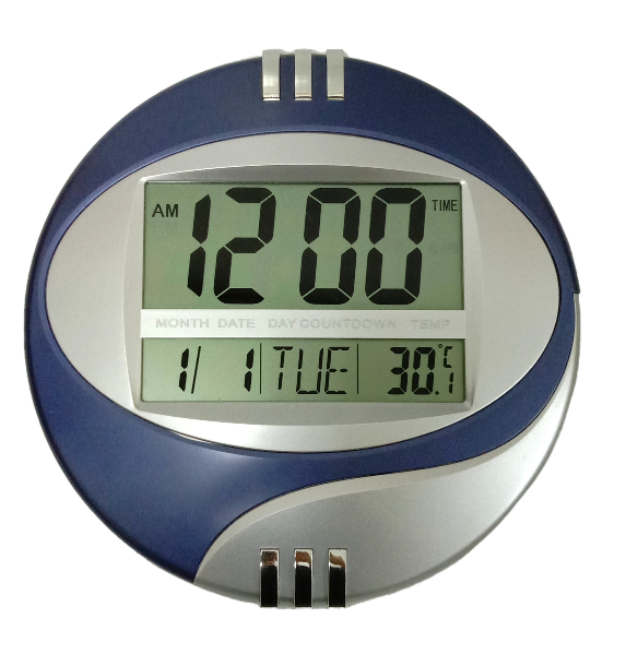 Date/Time/Temperature/Alarm LCD Screen Digital Clock Round Rectangle ...