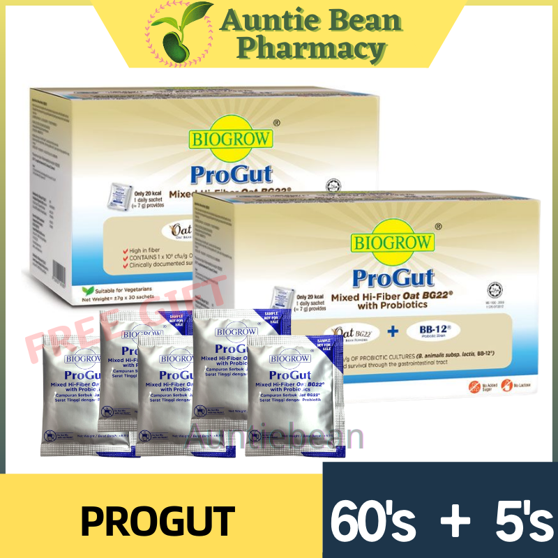 Biogrow [ Progut ] Oat BG22 Hi-Fibre with Probiotics 30 Sachets x 2 ...