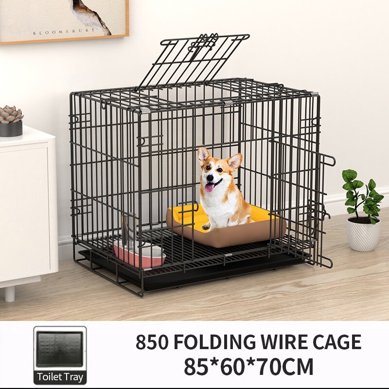 Foldable Pet Cage with Tray Large Free Space Simple Installation Safety ...