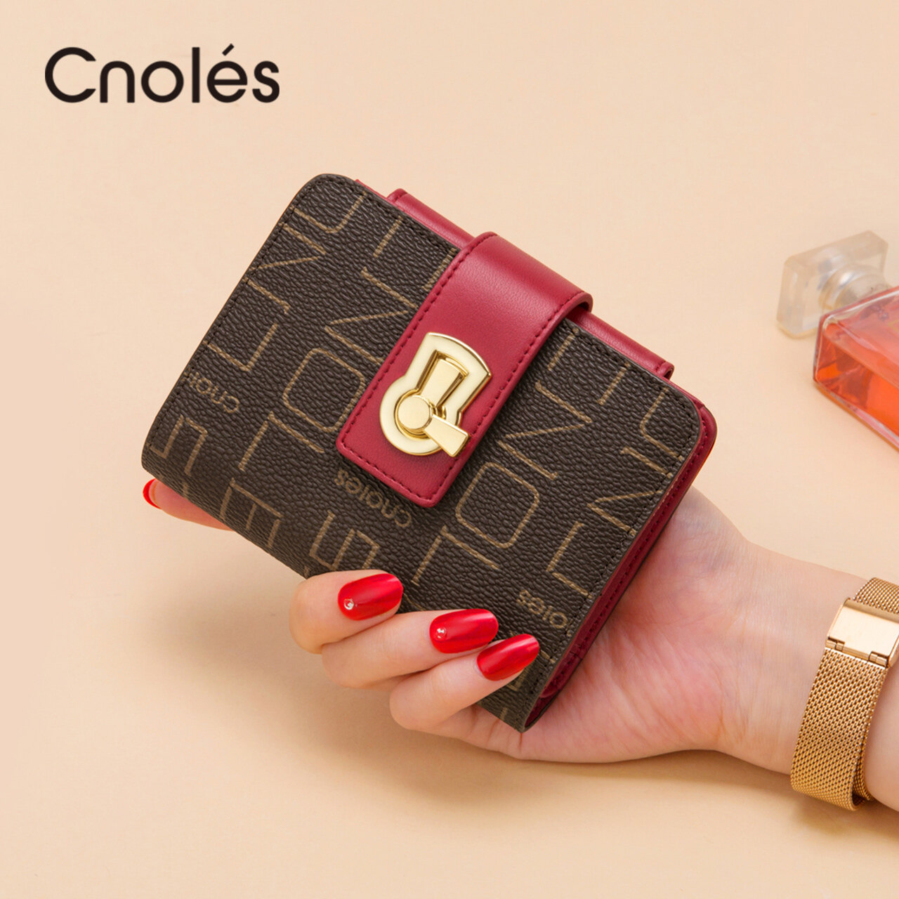 Cnoles Women Passport Cover PVC Lock Style Travel ID Credit Card Holder ...