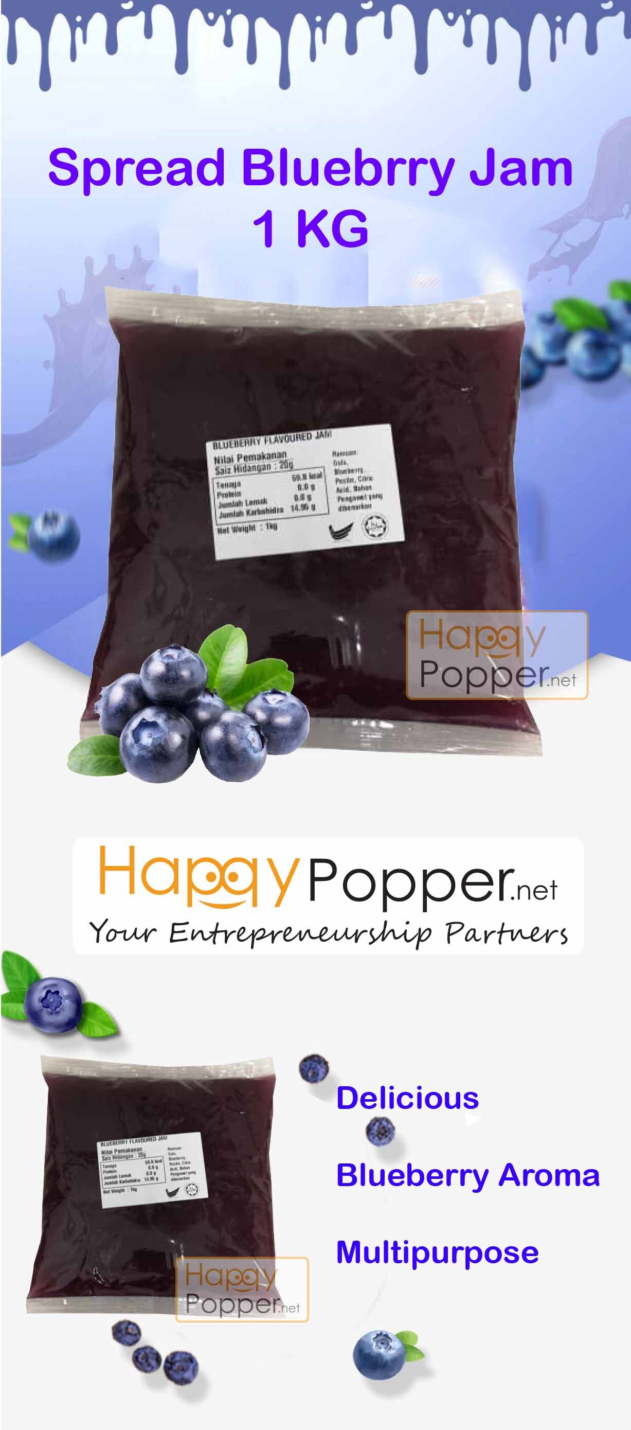 happypopper 1kg 3kg Blueberry jam spread 1 kg 3 kg jem Blueberry for ...