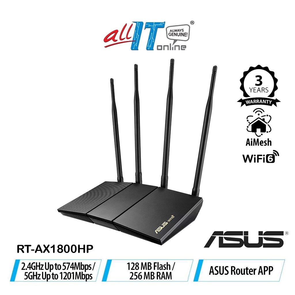 Asus RT-AX1800HP AX1800 Dual Band WiFi 6 with Ultra-fast WiFi Speed ...