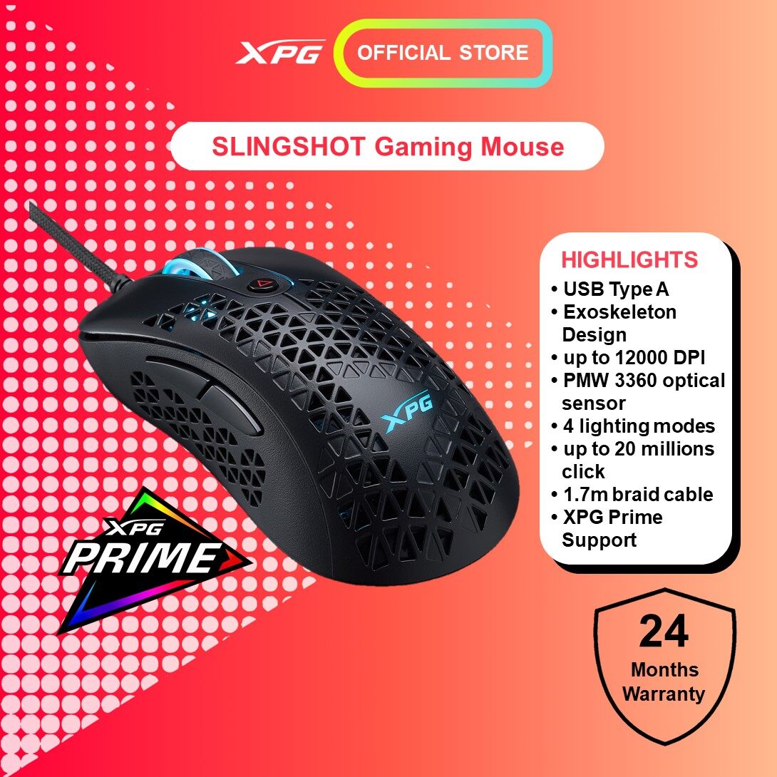 XPG SLINGSHOT GAMING RGB MOUSE 12000DPI LIGHTWEIGHT | Lazada