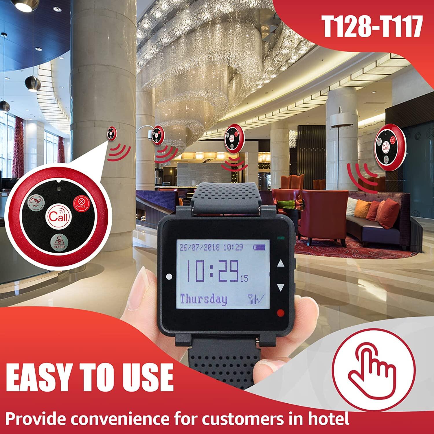 Retekess T128-T117ไร้สาย Caregiver เพจเจอร์ระบบเพจเจอร์กันน้ำ1นาฬิกาและ ...