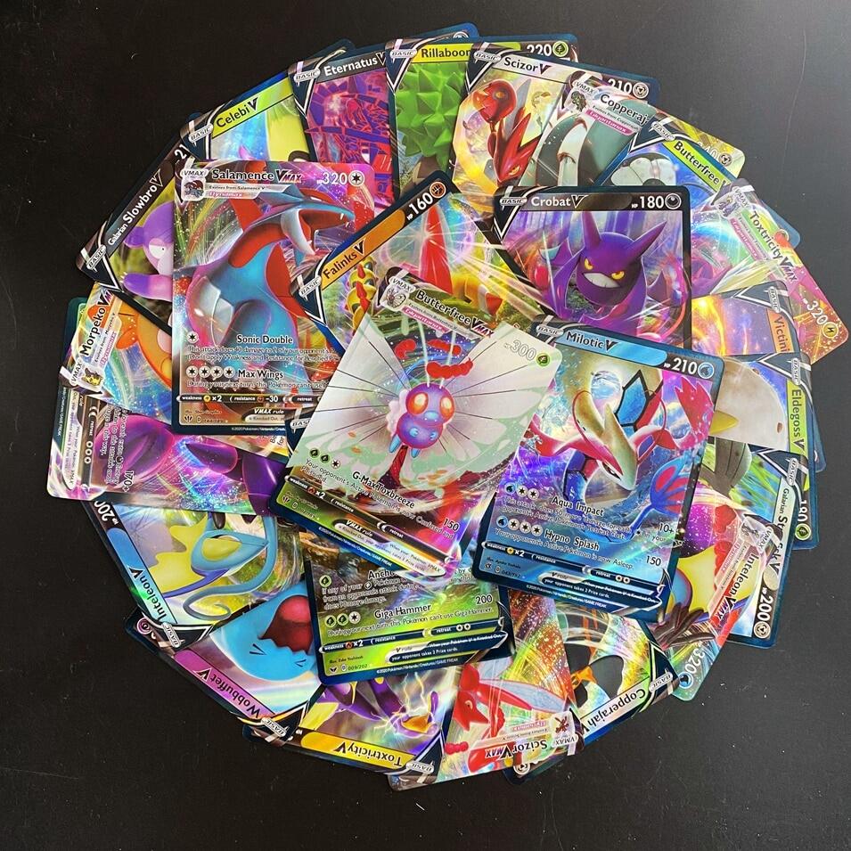 100Pcs English Pokemon Cards Box Shining VSTAR V VMAX Card Display ...