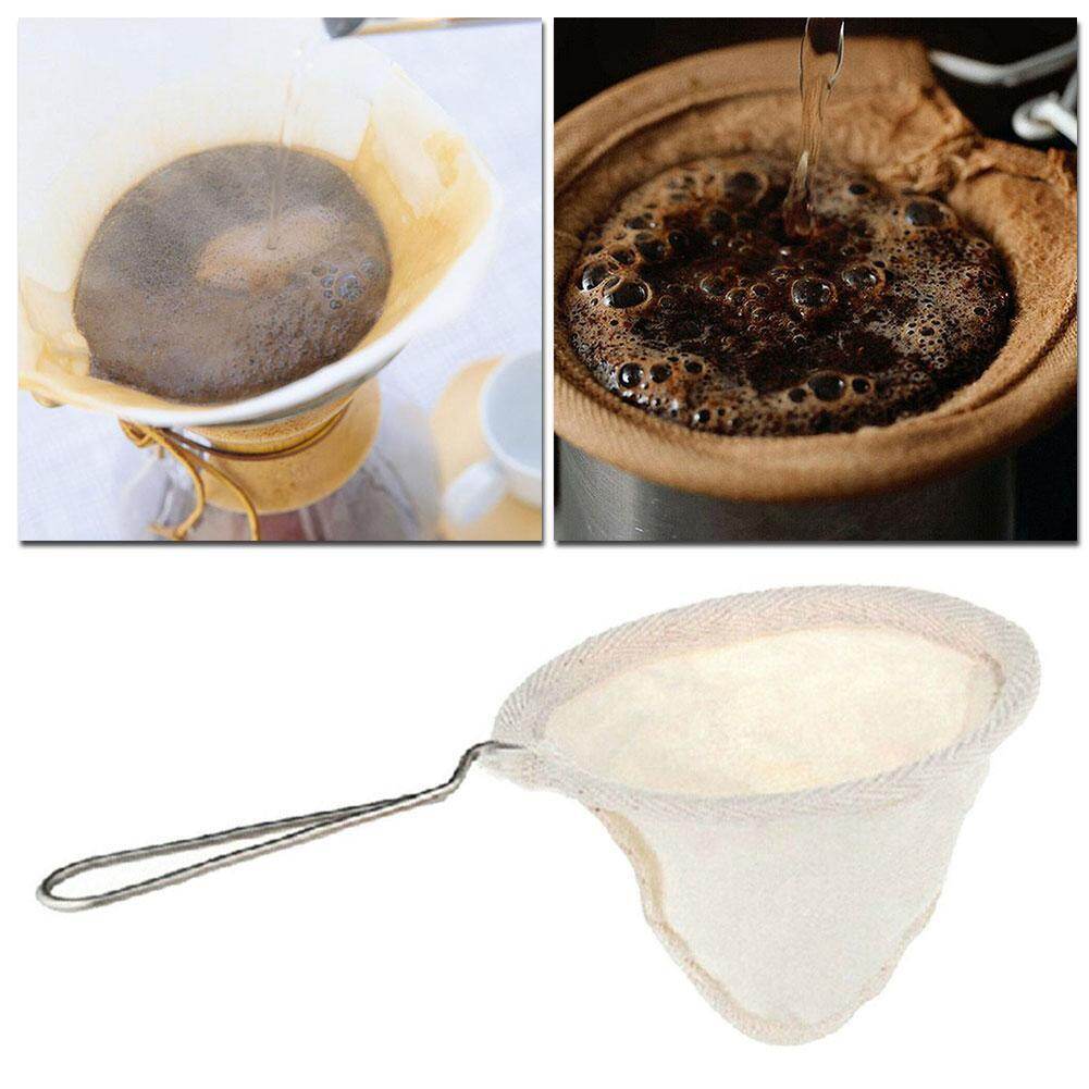 Reusable Coffee Filter Bag Stainless Steel Handle Flannel Y5O9 Dropping ...
