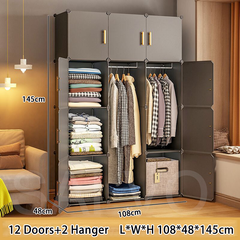 Clothes Cabinet DIY 12 Doors Wardrobe With Hanger Stackable Clothes ...