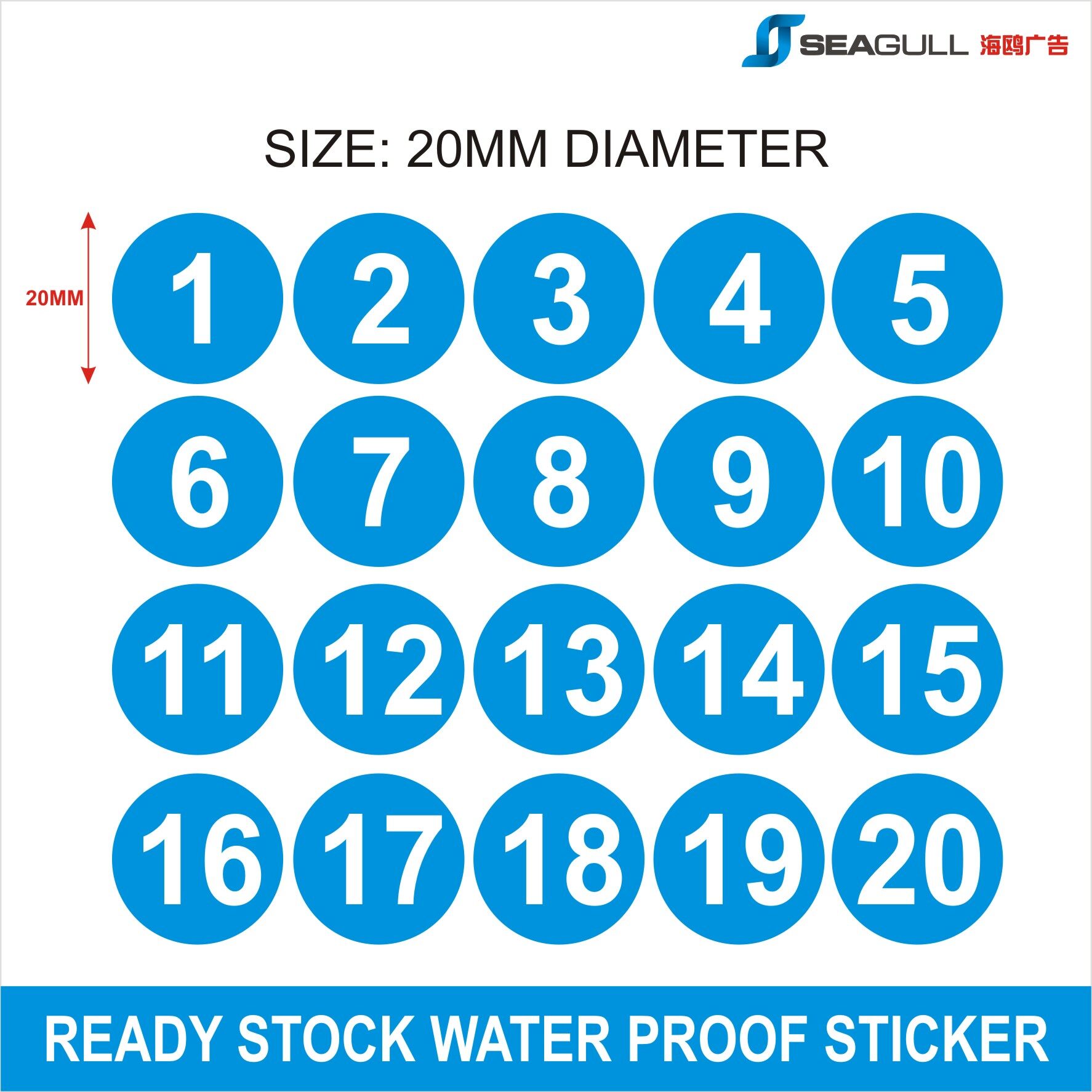 20MM Number Sticker Nombor Meja 123 2CM Sticker Nombor Table Number ...