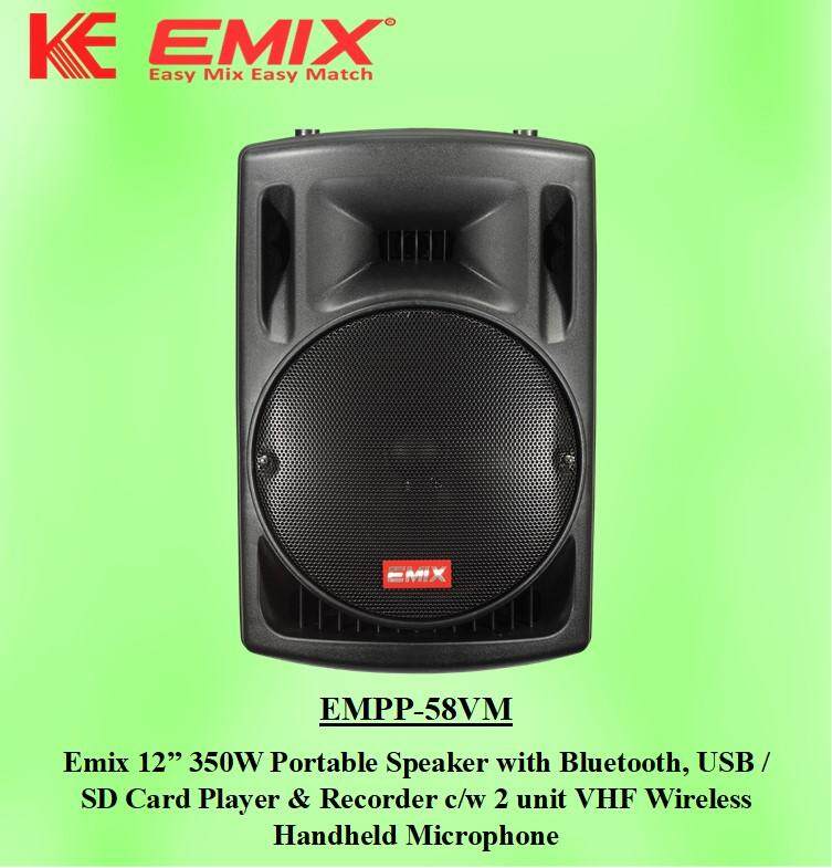 Emix 12 inch 350W Portable Speaker c/w Bletooth, USB Player & x 2 units ...