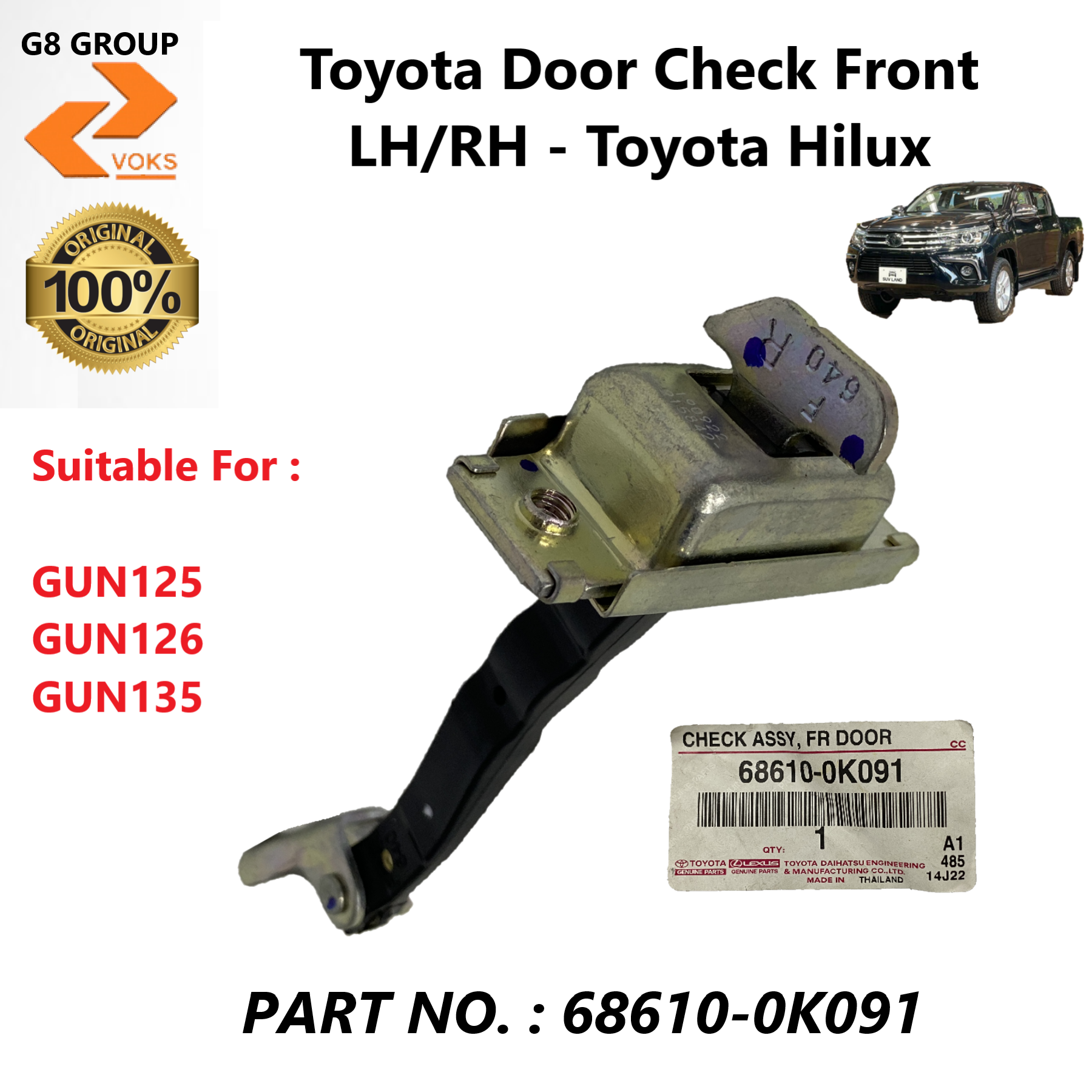 Toyota Door Check Front LH/RH - Toyota Hilux ( 68610-0K091 ) | Lazada