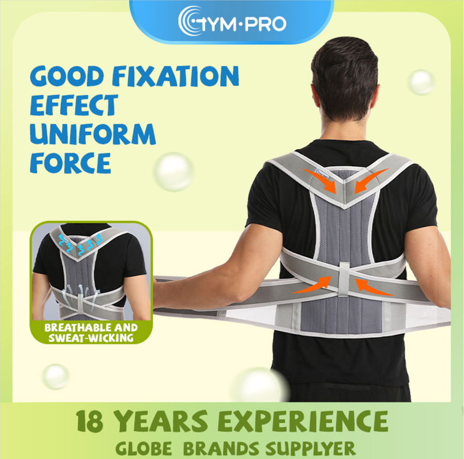 GYMPRO Back Brace and Posture Corrector for Teens and Adults Scoliosis ...