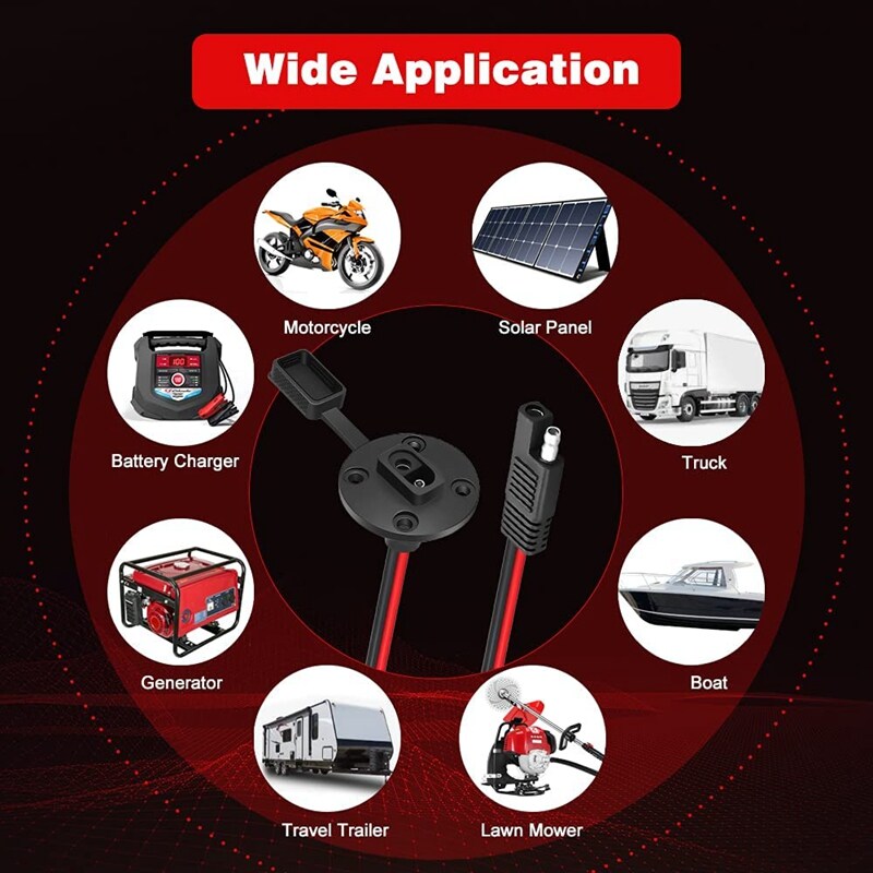 SAE Power Socket Side Wall Port 10AWG Solar Panel Flush Mount Connector ...