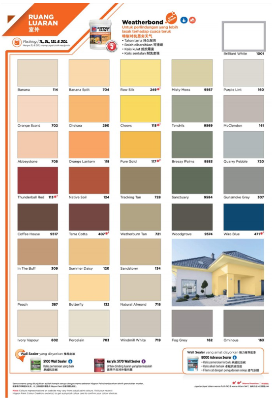 18L Nippon Paint Weatherbond Exterior Wall Outdoor 7 Years Protection ...