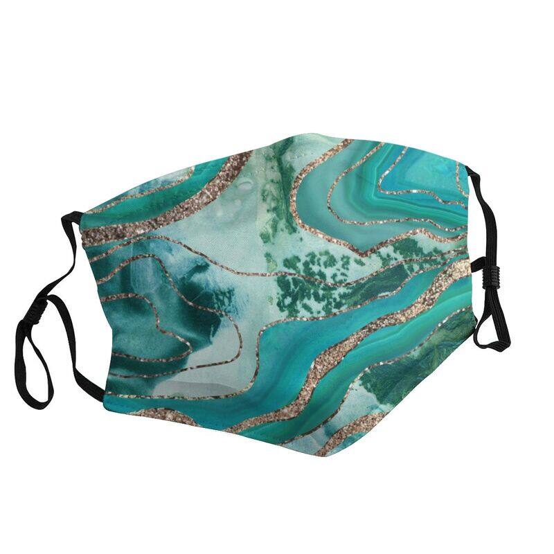 Liquid Marble Agate Glitter Glam Breathable Face Mask Adult Geometric ...