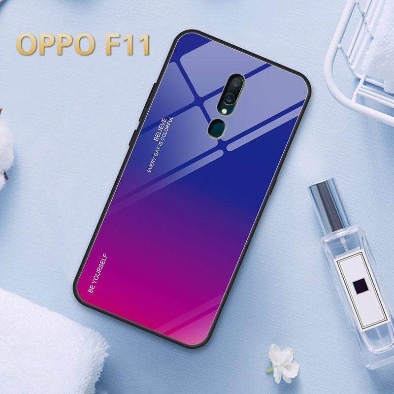 สำหรับOPPO F11 GradiGradientกระจกเทมเปอร์เคสโทรศัพท์สำหรับOPPO F11เคส ...