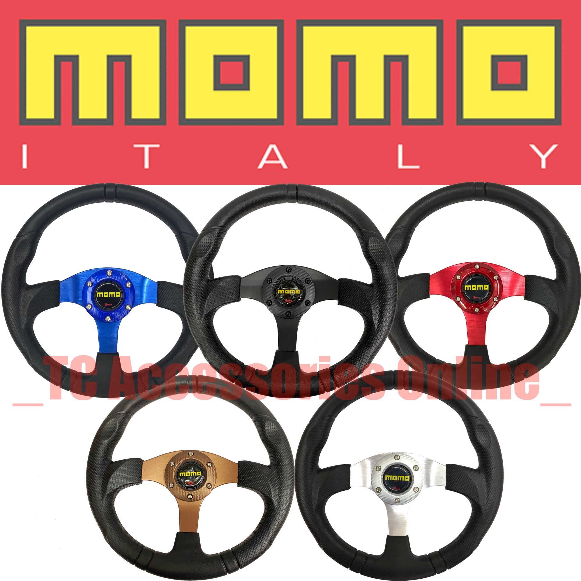 MOMO 13" Universal Sport Racing Car Steering Wheel 13 Inch Blue Black ...