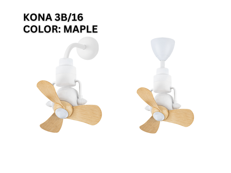 ALPHA CEILING FAN KONA 16" 3 BLADE WALL & CEILING DUAL MOUNTING DC ...