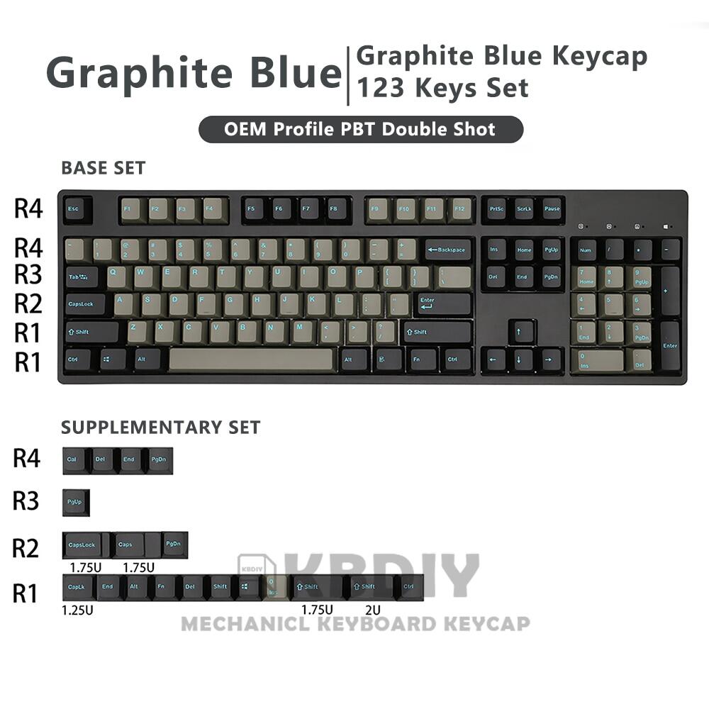 1 Kbdiy GMK Graphite Blue Clone Keycap OEM Profile PBT Keycaps Black ...
