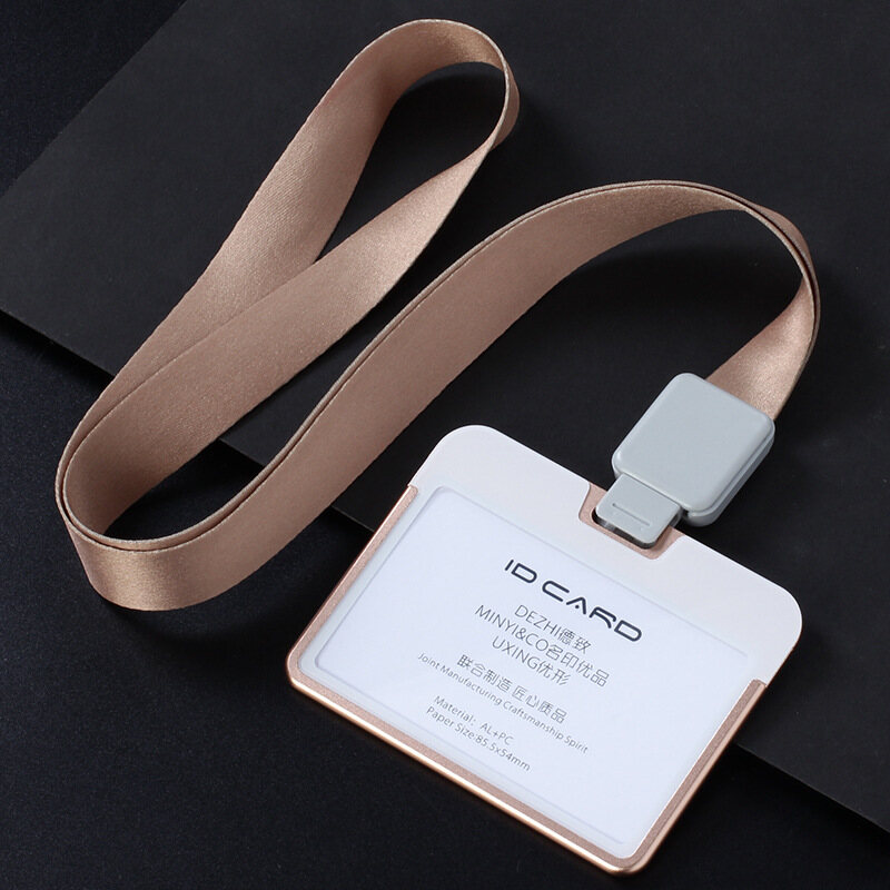 Office ID Card Badge Holder with Lanyard Retractable Neck Strap Metal ...