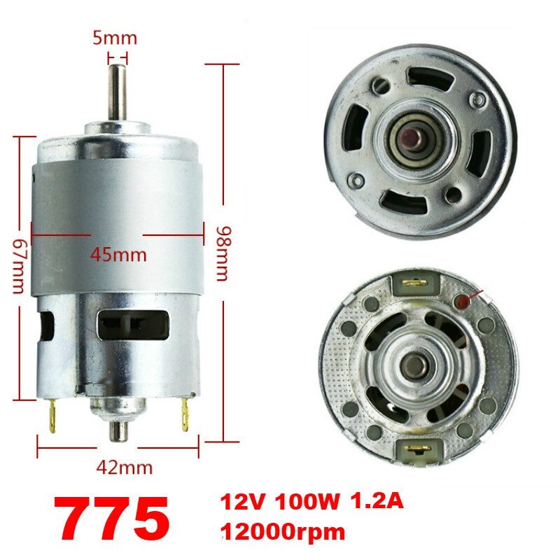 775 / 795 / 895 DC Motor 6000-12000 RPM High-speed DC Motors with Ball ...