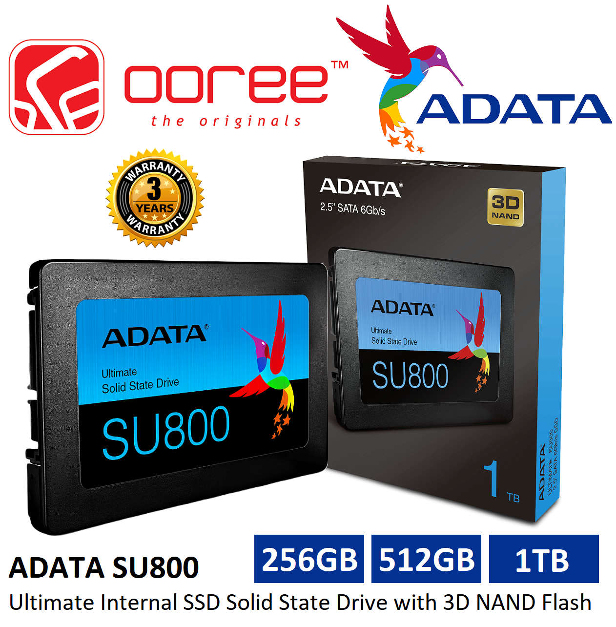 ADATA ULTIMATE SU800 2.5" SATA 6GB/S INTERNAL SSD SOLID STATE DRIVE ...