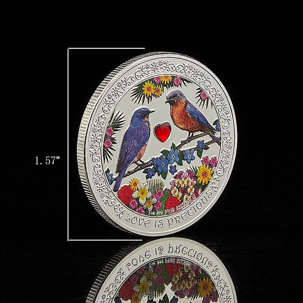 Love Bird 1OZ Fine Silver Plated Coin Love Is Precious An Affectionate ...