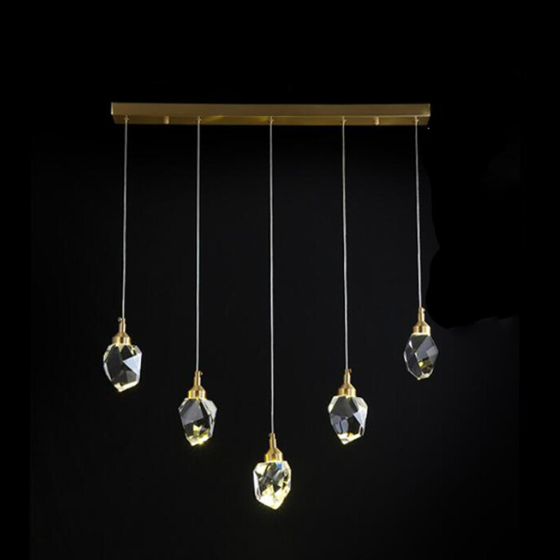 5 Lights Crystal Pendant Light Fixture LED Chandelier Ceiling Lighting ...