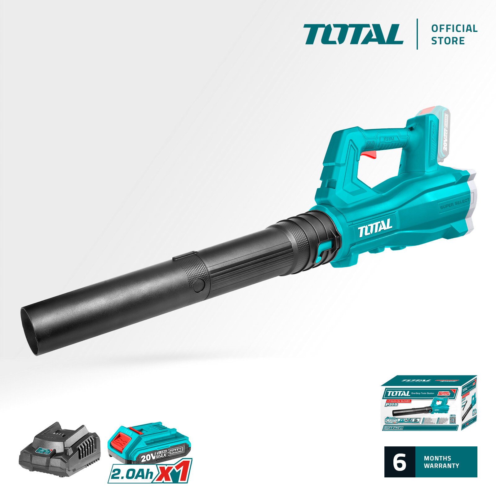 TOTAL Li-ion Blower + 1 pc Battery & Charger, for Garden Clearing Leaf ...